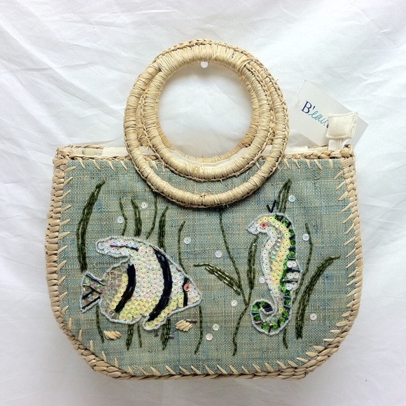 B’eautique | Bags | Nwt Fish Straw Bag Beach New | Poshmark
